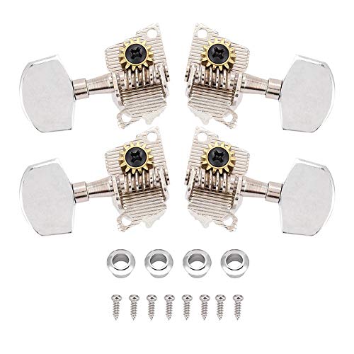 Ukulele Tuning Pegs, 2L2R Classical Style Ukulele Tuning Pegs Machine Heads for Ukulele DIY Parts (Silver)