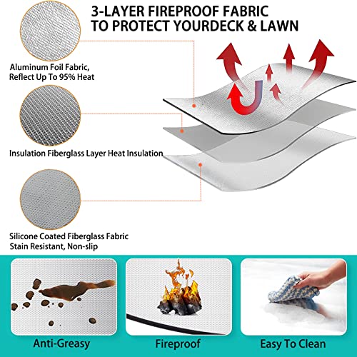 Fire Pit Mats for Under Fire Pit (40" Large) 3 Layers Premium Round Fire Pit Mat for Deck Fire Pit Mat Fire Pit Mats for Under Fire Pit Fireproof Mat Firepit Mats