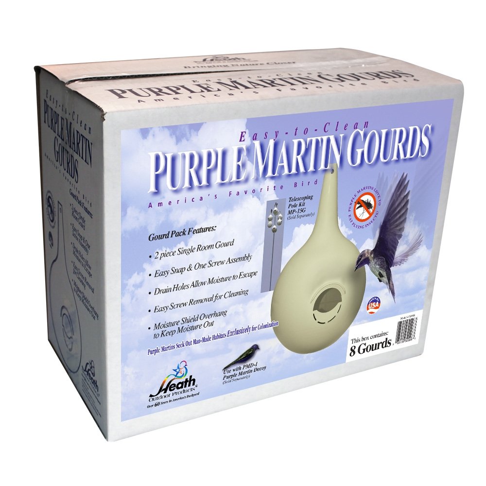 Heath Outdoor Products 30008 2-Piece Easy Clean Deluxe Purple Martin Gourd Starling Resistant/RH, 8-Pack