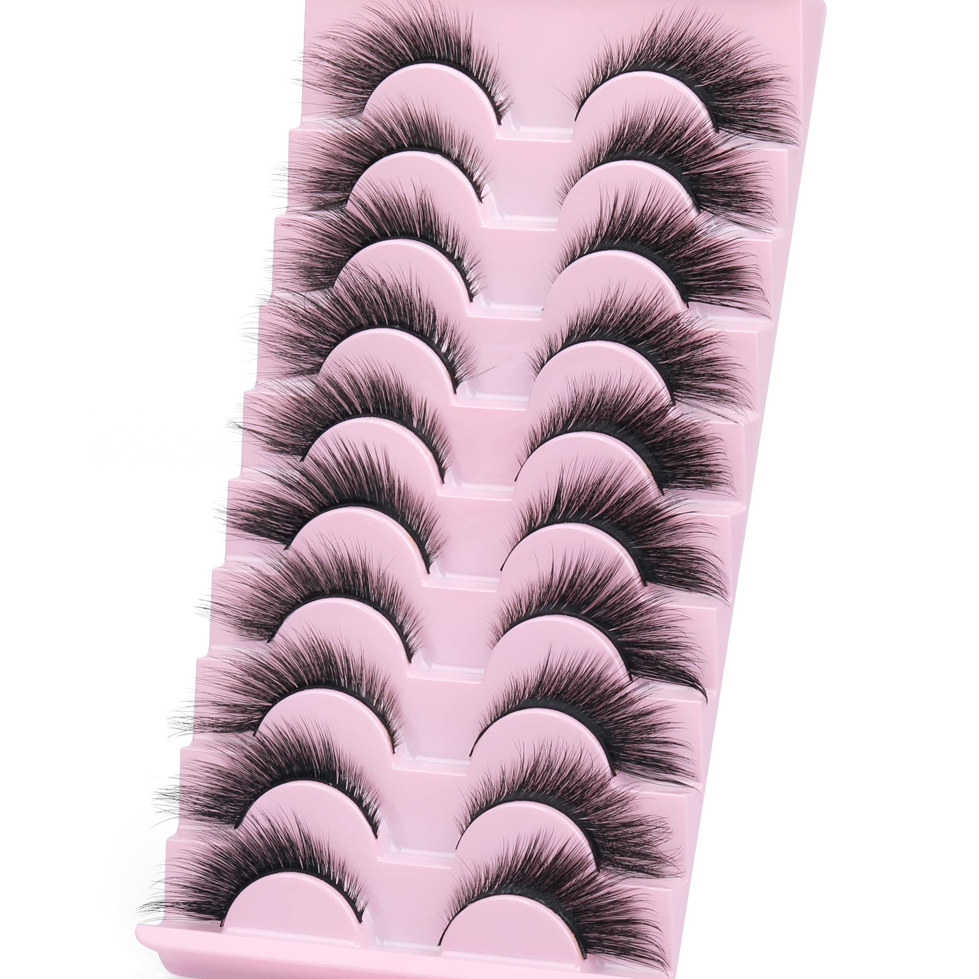 False Eyelashes Natural Look Strip Lashes L Curl Fox Eye Lashes Like Eyelash Extension Wispy Cat Eye lashes Pack Faux Mink Lashes Fluffy Volume Fake Eyelashes by zenotti