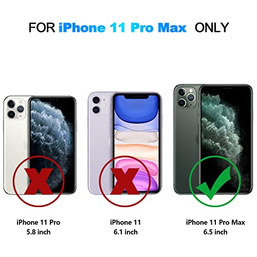 Nvollnoe for iPhone 11 Pro Max Case with Card Holder Heavy Duty Protective Dual Layer Shockproof Hidden Card Slot Slim Wallet Case for iPhone 11 Pro Max for Men&Women(Black)
