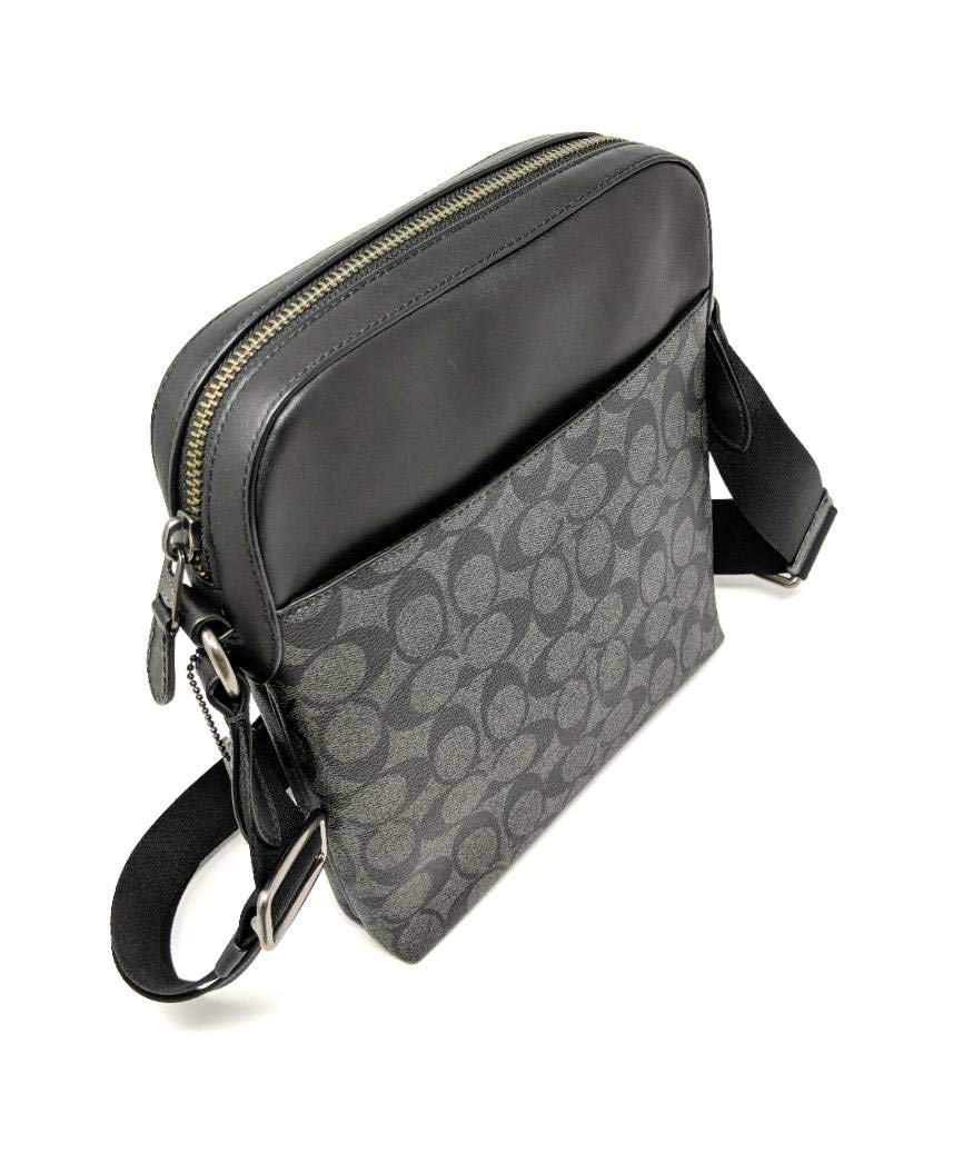 Coach Houston Flight Bag In Signature Canvas Charcoal/Black