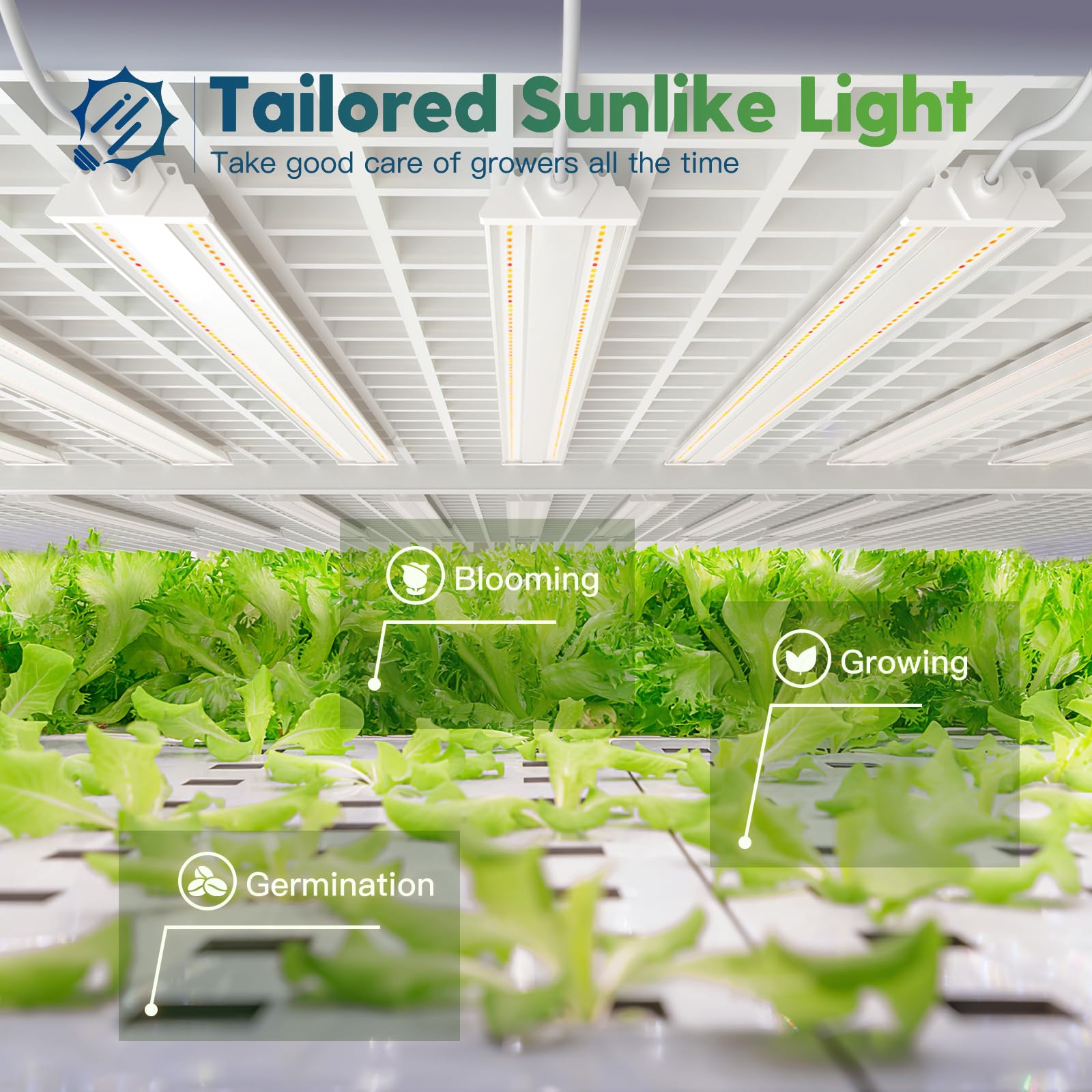 FREELICHT 1 Pack 2ft LED Grow Light, 30W (175W Equivalent), Sunlike Full Spectrum Integrated Plant Light for Hydroponic Indoor Plant Seedling Veg and Flower, Plug in with On/Off Switch