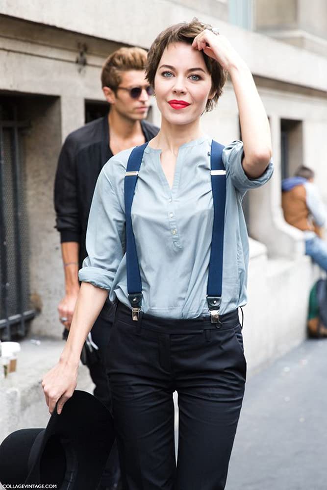 chiyu-yang Black Suspenders for Men and Women - Adjustable Tall stature Elastic Y Back Style With Strong Metal Clips