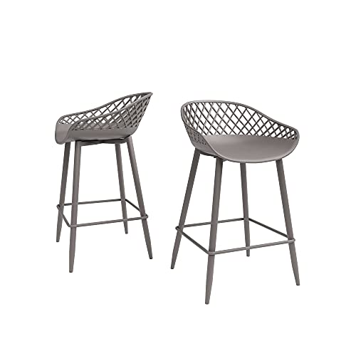 Kurv Counter Stool, Set of 2, Warm Gray, Indoor/Outdoor, Patio Stools, Bar Stools