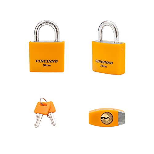CINCINNO Set of 8 Small Locks,Covered Aluminum Keyed Alike Padlocks,30MM Weatherproof Lock with Same Key,Outdoor Padlock for Sheds, Storage Unit ,School Gym Locker, Toolbox