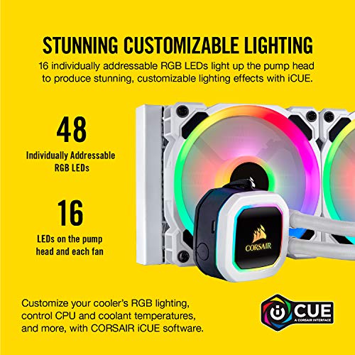 CORSAIR H100i RGB PLATINUM SE AIO Liquid CPU Cooler,240mm,Dual LL120 RGB PWM Fans, Intel 115x/2066,AMD AM4/TR4