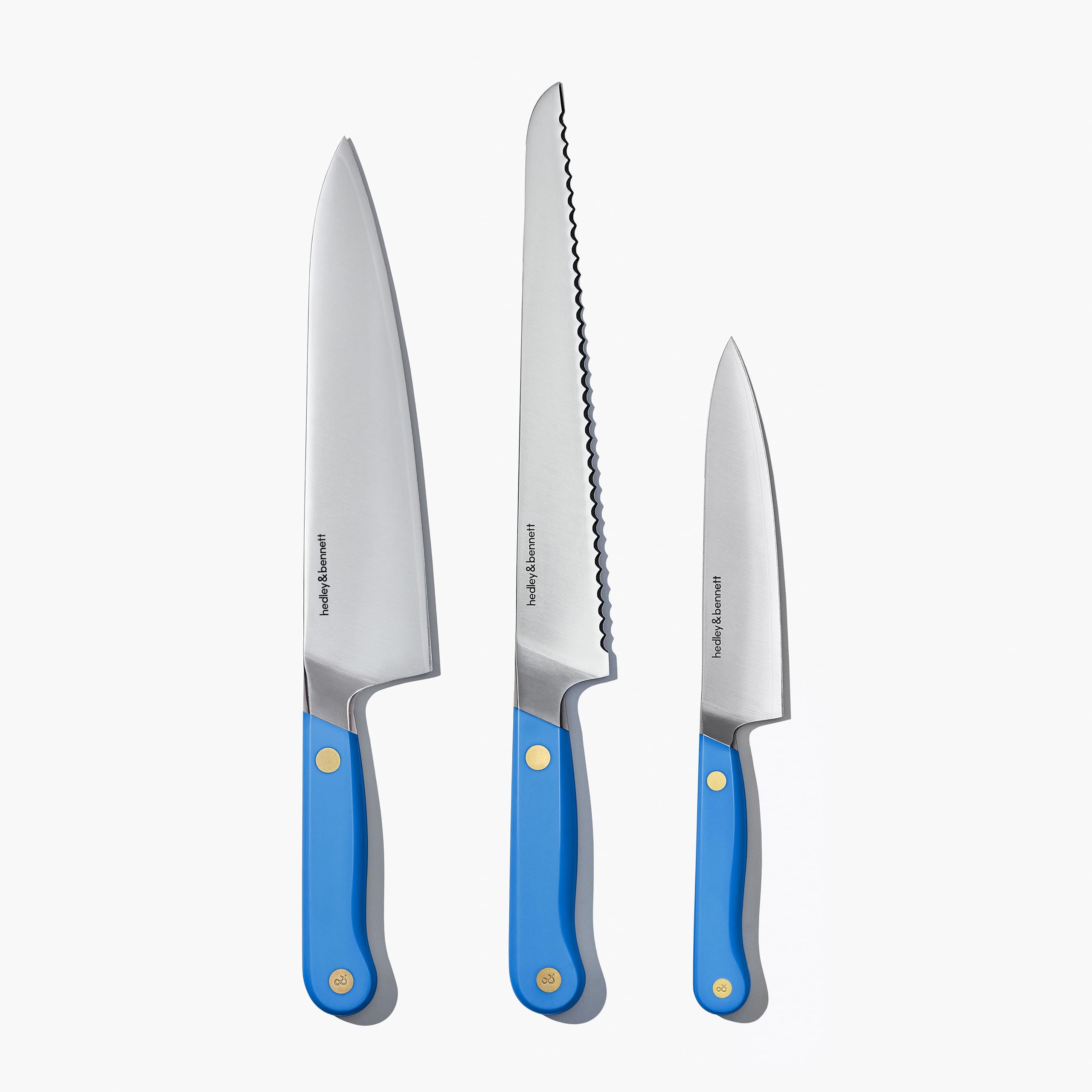 hedley & bennett Kitchen Knife Set - 3 Piece Ultra Sharp High Carbon Steel Chef Knife Set - Professional Knife Set - Japanese & German Steel Blend - Chef's Knife - Bread Knife & Utility Knife - Shiso