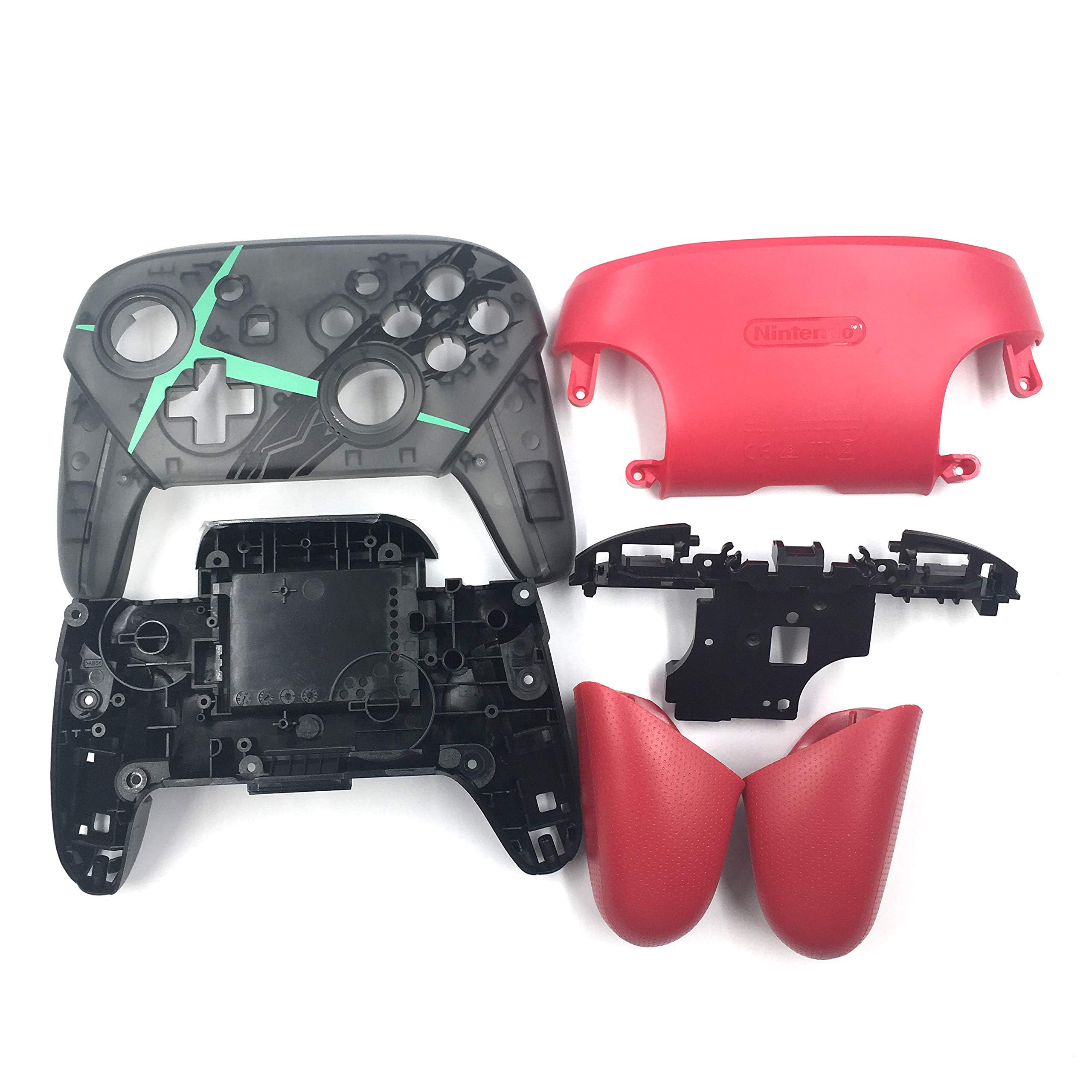 Replacement Full Housing Shell Protective Cover Case Hard Skin Handle Hand Grip Kits for Switch Pro NS Pro Controller (Red - No Logo)