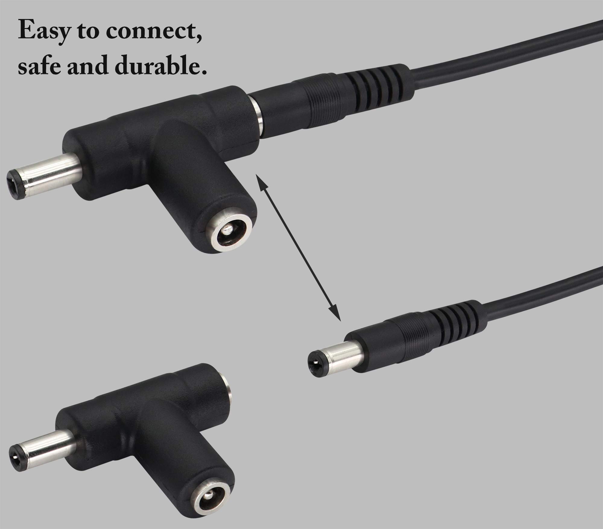 zdyCGTime 90 Degree Angle DC 5525Female to Male&Female Connector Multifunction DC Adapter DC Power Connector DC5.5x2.5mm Jack Coupler Converter for Laptop CCTV Camera Strip Lighting 4 PCS