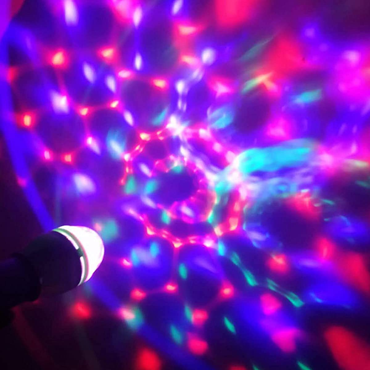 LED Ball Bulb Lamp, 3W E27 LED RGB Crystal Rotating Stage Bulb Voice Auto Rotating Stage Light(1 pcs)