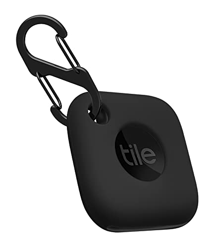 Geiomoo Silicone Case for Tile Mate 2022 Tracker, Soft Flexible Scratch Resistant Cover with Carabiner (Black)
