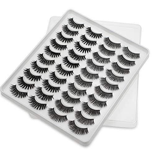 CINLITEK 3D Handmade Mink Lashes 20 Pairs 2 Styles Mixed False Eyelashes/Lashes Pack, Natural and Dramatic Look Lashes Makeup Fake Eyelashes(20CK03)