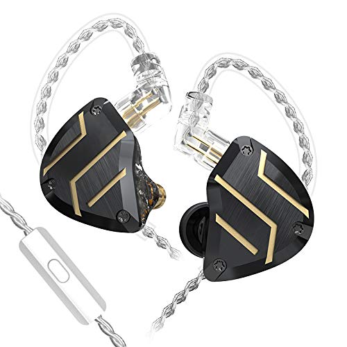 CCA C10 Five Drivers Hybrid in Ear Monitors in Each Side，HiFi 4BA 1DD High Resolution Earphones/Earbuds with 3.5mm Gold Plated Plug Detachable Cable 2pin 0.75mm Wired Earbuds (with Mic, C10pro Black)