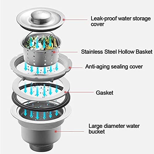 Vertical Kitchen Sink, Single Bowl Sink Commercial Catering Sink 304 Stainless Steel Kitchen Sink Freestanding Wash Basin Multifunctional Sink with Bracket Drawing Process (60 * 60 * 80cm)