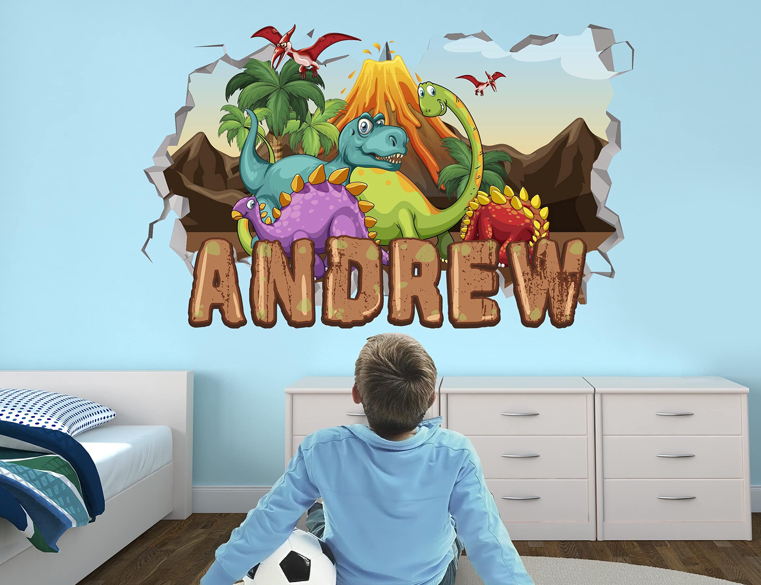 Kyle Cornhole Dinosaur Wall Decals Custom Name - Dinosaur Stickers Nursery Decor - Green