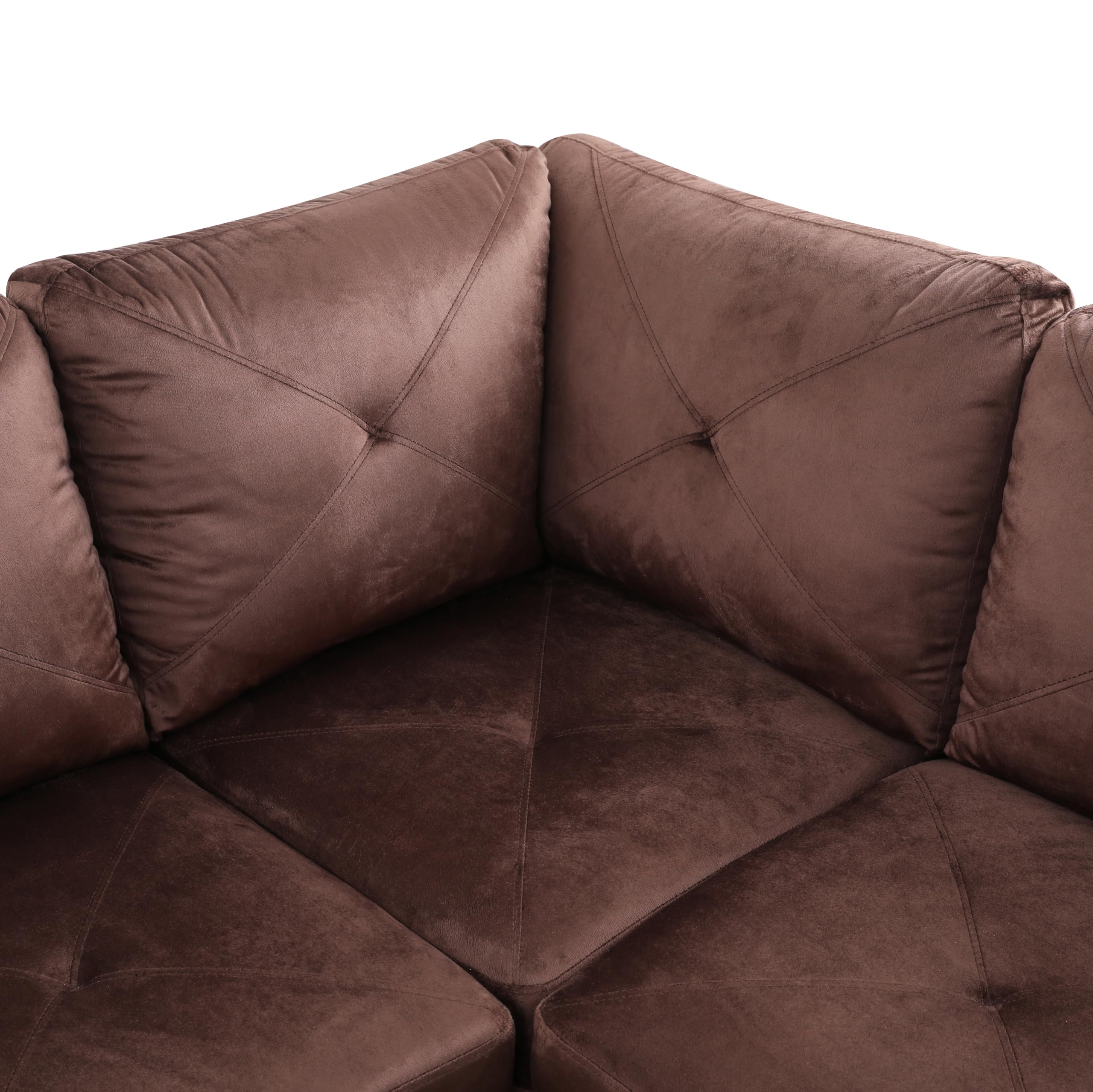 EMKK L-Shape Sectional Sofa with Storage Ottoman, 4-Seat Couch with Chaise Fabric Upholstered for Living Room, Apartment, Office
