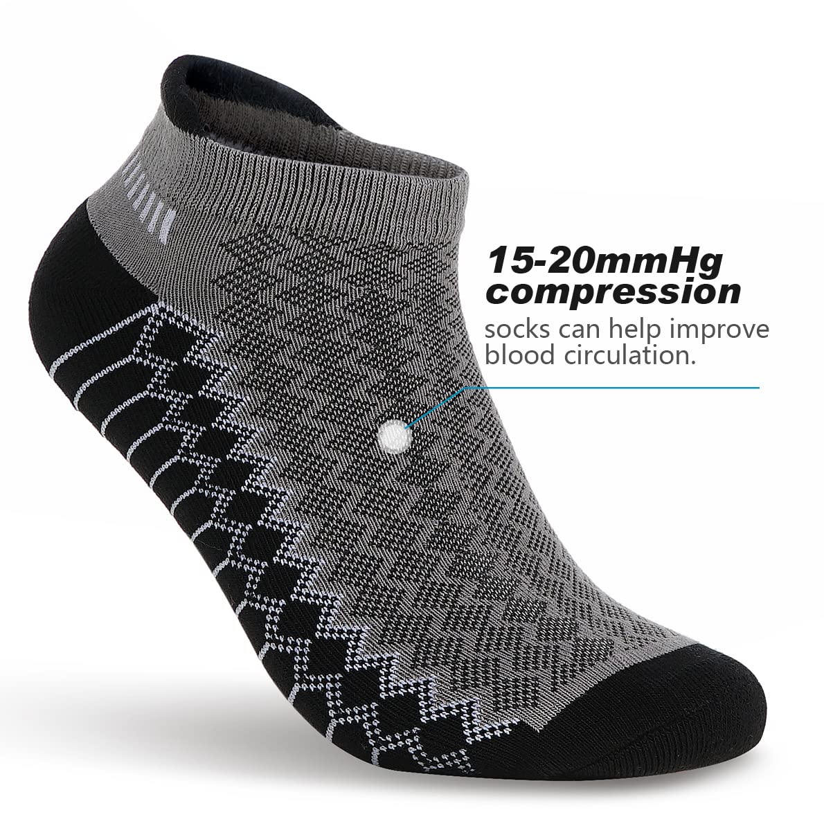 Compression Socks for Men and Women 6 Pair,No Show Socks Cushioned Breathable Low Cut Compression Running Athletic Sock with Ankle Support 001 Multi S