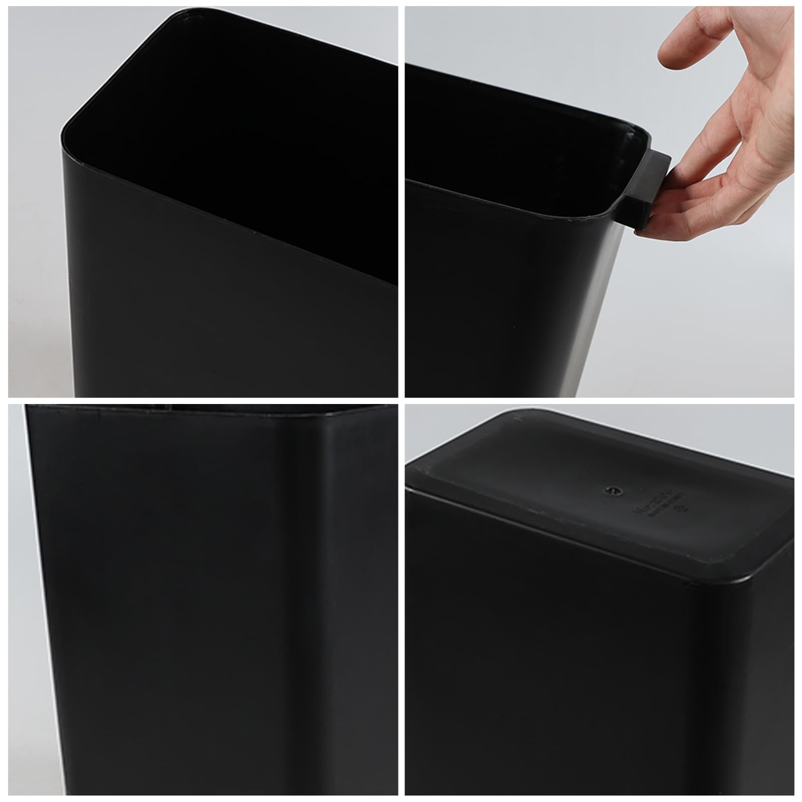 Leendines 3-Pack 4.5 Gallon Plastic Open-Top Trash Can, Black Garbage Can Wasterbasket
