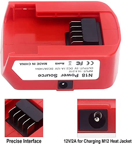 Dual USB Charger Adapter Replacement for Milwaukee M18 Power Source 49-24-2371 with LED Work Light, Compatible with Milwaukee M18 Battery 48-11-1850 48-11-1862 48-11-1820