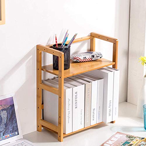 GELTDN Bookshelf Simple Desk Mini Creative Telescopic Shelf Double-Layer Storage Design, Free Up Desktop Space and Store Items Easily ( Size : 53CM )