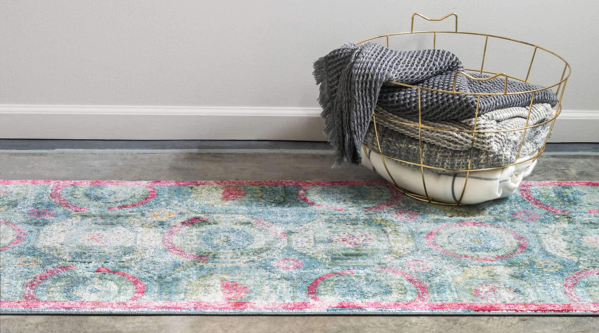 Unique Loom Baracoa Collection Area Rug - Coppelia (2' 2" x 6' 1" Runner, Turquoise/ Gold)