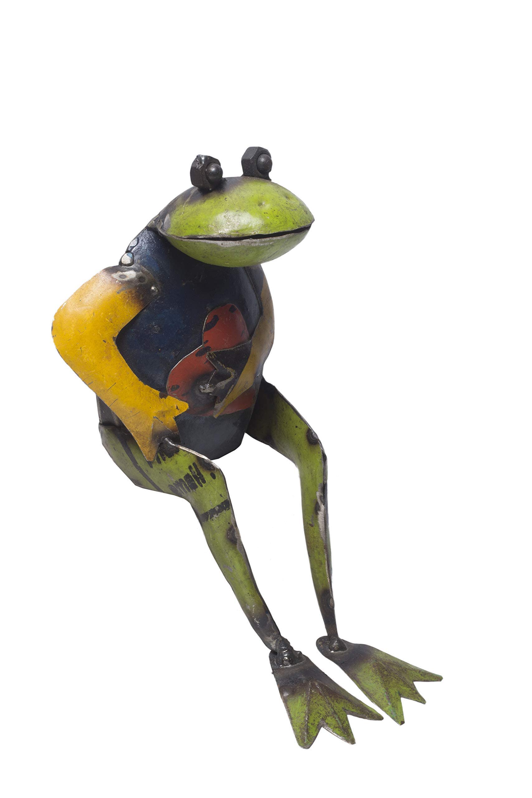De Kulture Handcrafted Recycled Iron Seated Frog with Heart Decorative Collectible Figurine Showpiece Beautify Home Office Garden Décor | Ideal for Christmas Tree Easter Halloween Party Decoration