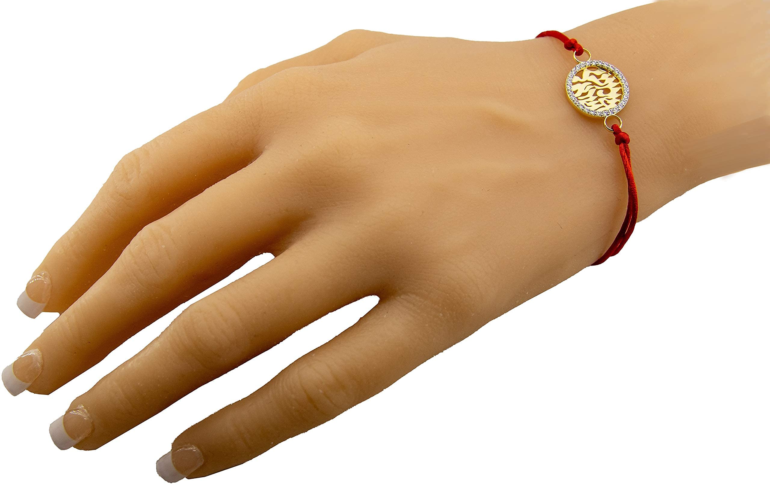 Central Diamond Center Shema Bracelet Sterling Silver Gold Plated Red String Pure Brilliance CZ Kabbalah Jewelry - Rhodium Plated