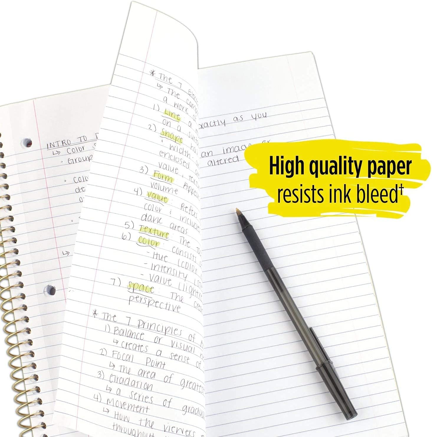Five Star Spiral Notebooks, 1 Subject, College Ruled, 11" x 8-1/2", Cute Designs Bright Colors, 3 Pack, Design May Vary.