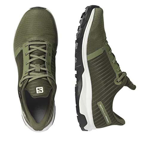 Salomon Outbound Prism Gore-TEX Hiking Boots for Men, Deep Lichen Green/Olive Night/Vanilla Ice, 9