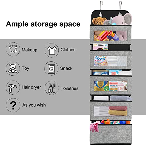 JAYSDAYLY Over the Door Hanging Organizer Storage with 5 Large Pockets 1 Pcak + 1 Pack Collapsible Large Toy Box Storage with Lid for Closet,Nursery,Playroom,Pantry