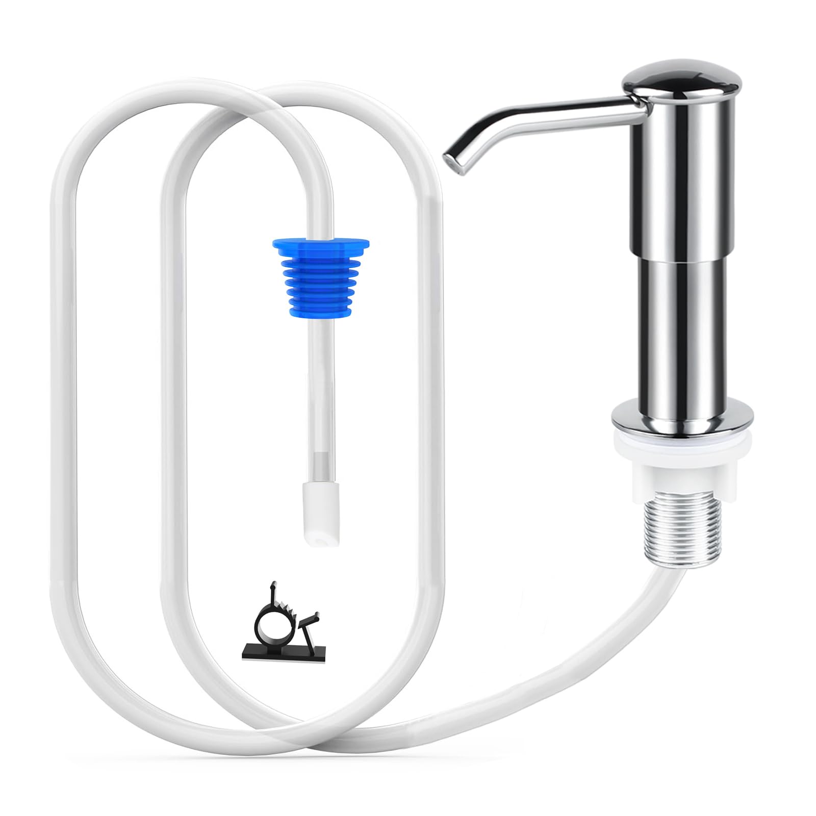 Kitchen Sink Soap Dispenser, ABS Plastic Pump Head for Soap or Lotion,Built in Sink Soap Dispenser Pump, Counter soap Dispenser with 40" Silicone Extension Tube Kit (Grey)