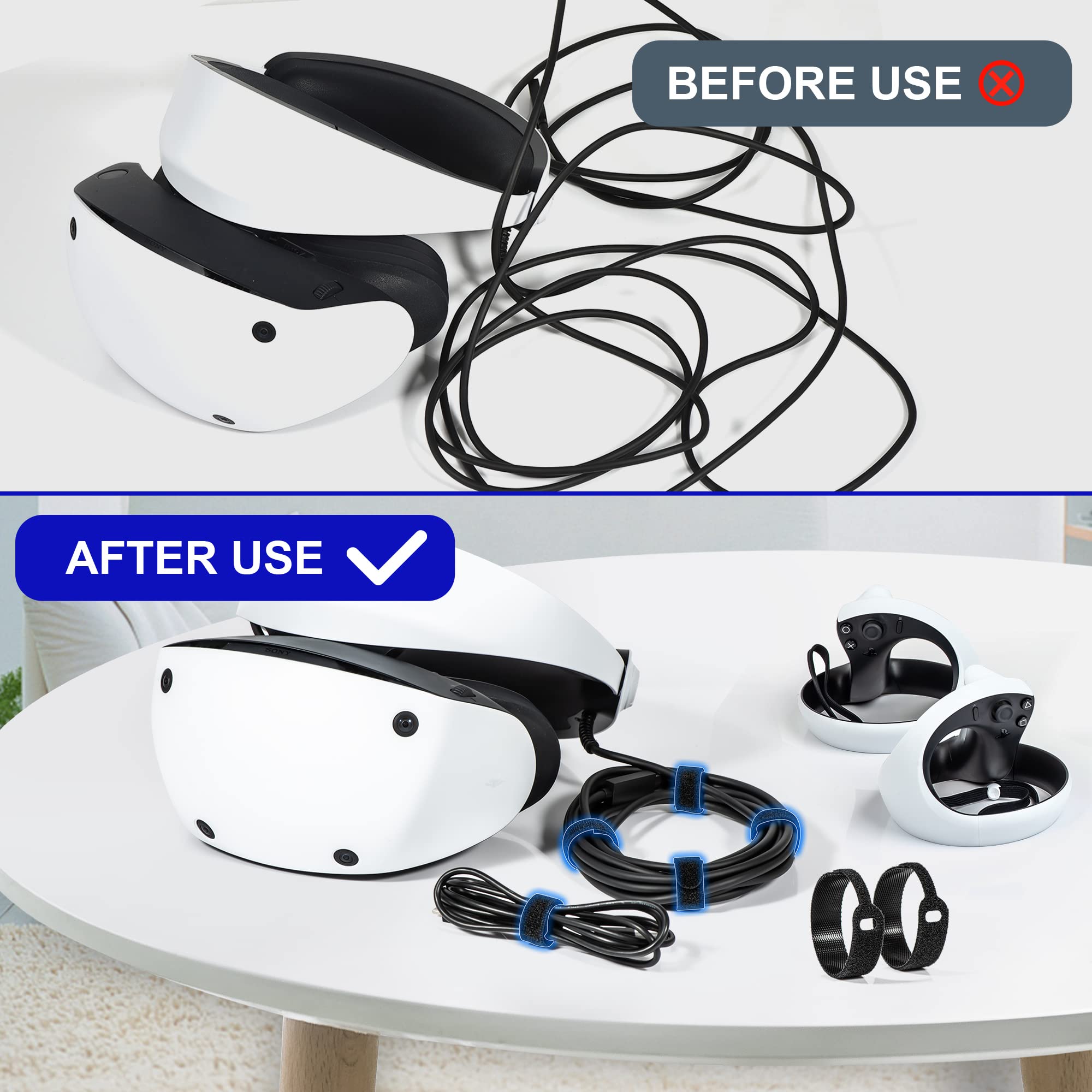 Devaso 6 Inches Reusable Cable Ties, 10PCS Cable Management Cord Organizer for Playstation VR2 Gaming, velcro straps for Home Office Data Centers Electronics PC TV VR Gaming