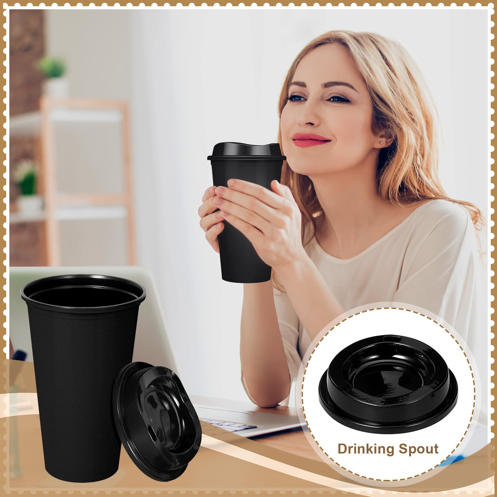 LEIFEOSH 24 Pack Reusable Coffee Cups with Lids 16 oz To Go Coffee Cups with Lids Travel Cups Plastic Cups with Lids Reusable Coffee Mugs for Hot and Cold Drinks, Colorful