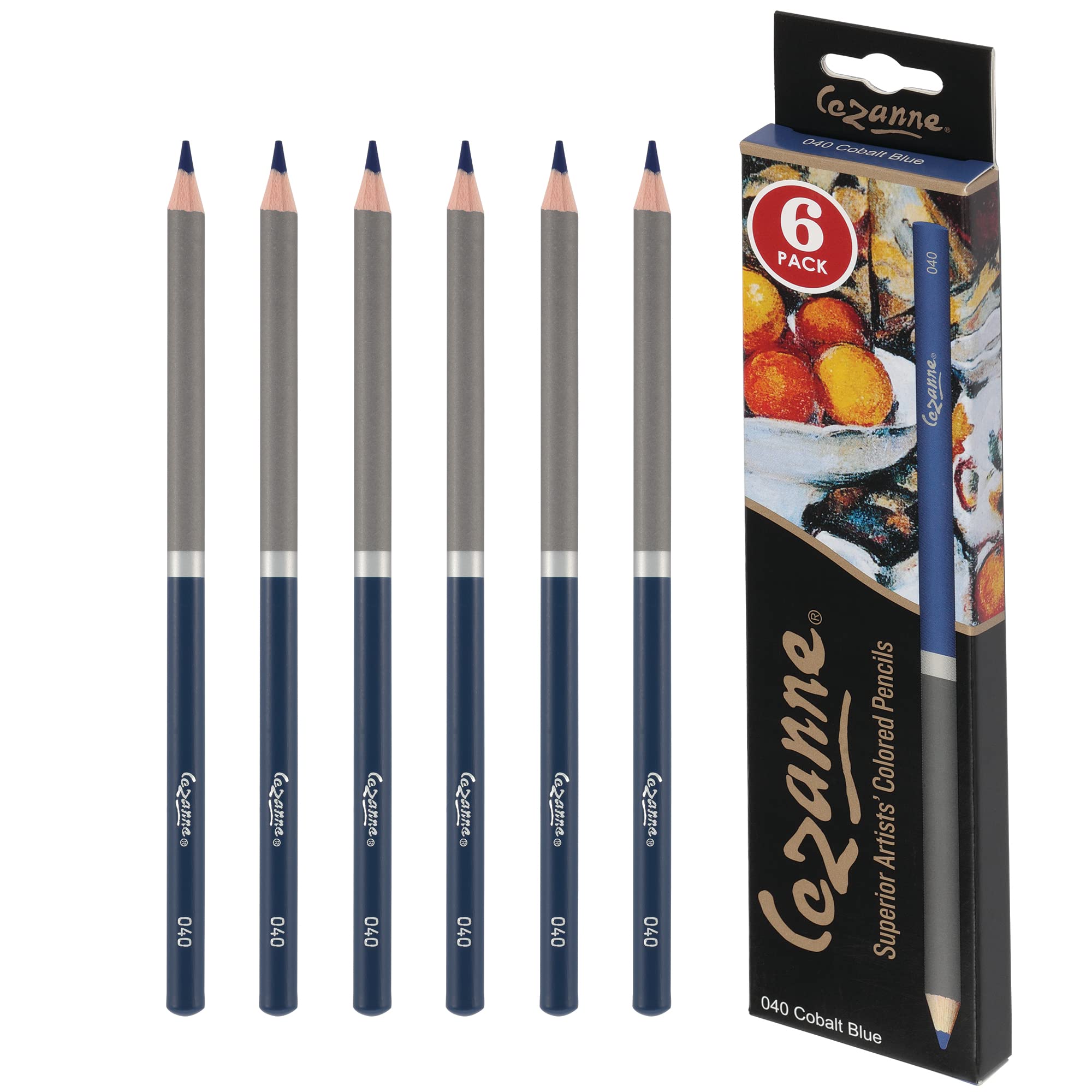 Creative Mark Cezanne Premium Colored Pencils Cobalt Blue 6 Pack - Highly-Pigmented Drawing Pencils - Coloring Pencils for Drawing, Blending, Coloring, and More