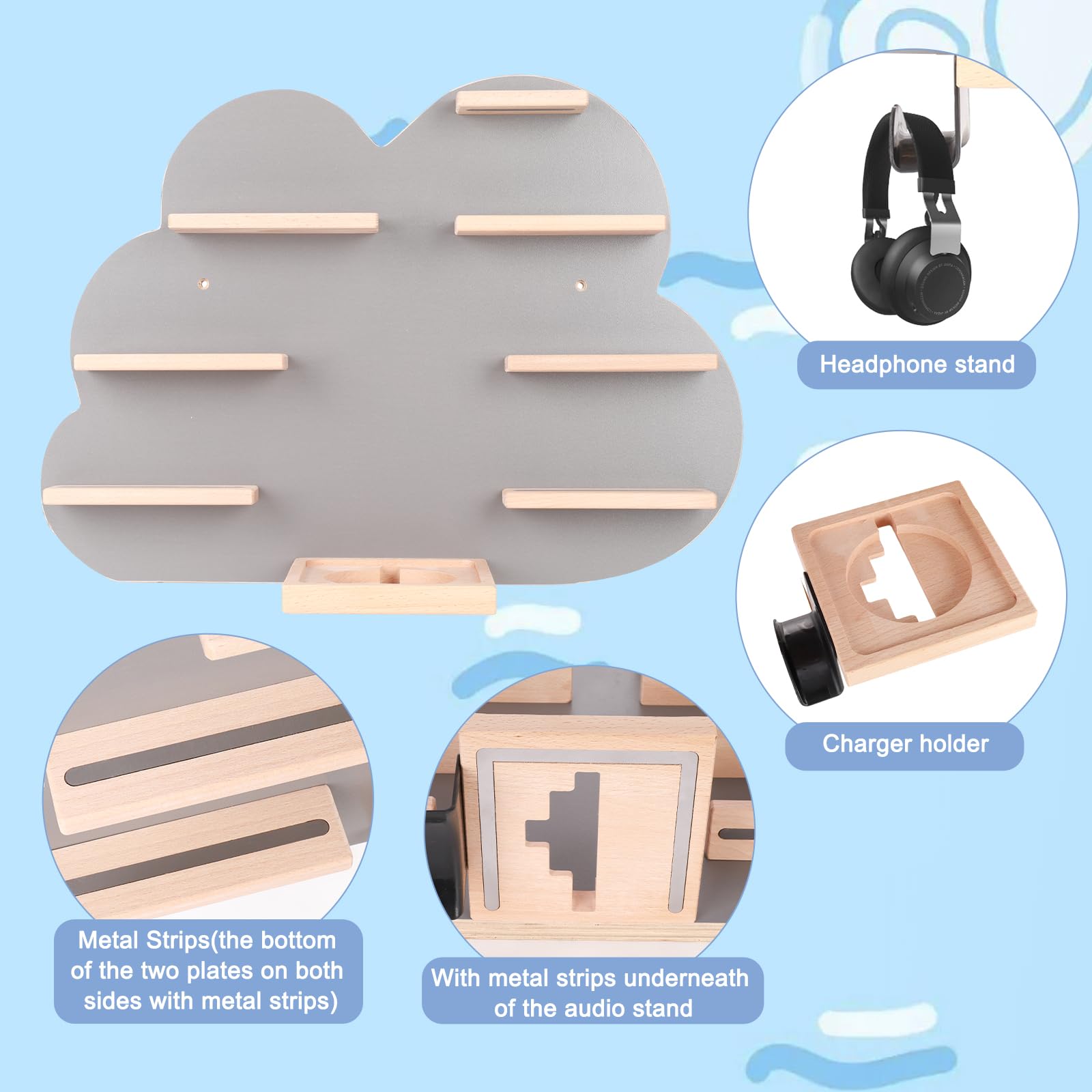 Danemort Magnetic Shelf for Tonie Box,Tonies Figures Wall Mounted Floating Shelves Compatible with Toniebox Audio Player Tonie Characters (Peak)