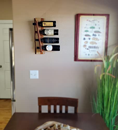 Featherlee - Natural Live Edge Wall Mount Wine Rack for 4 Bottles