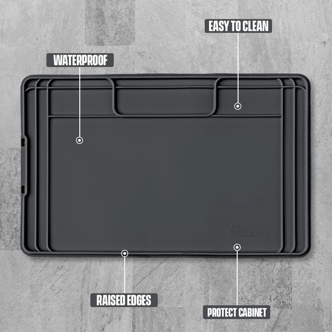 Croc Liner Under Sink Mat Waterproof Cabinet Liner for Kitchen and Bathroom Cabinets, Utility Mat (Cool Grey)