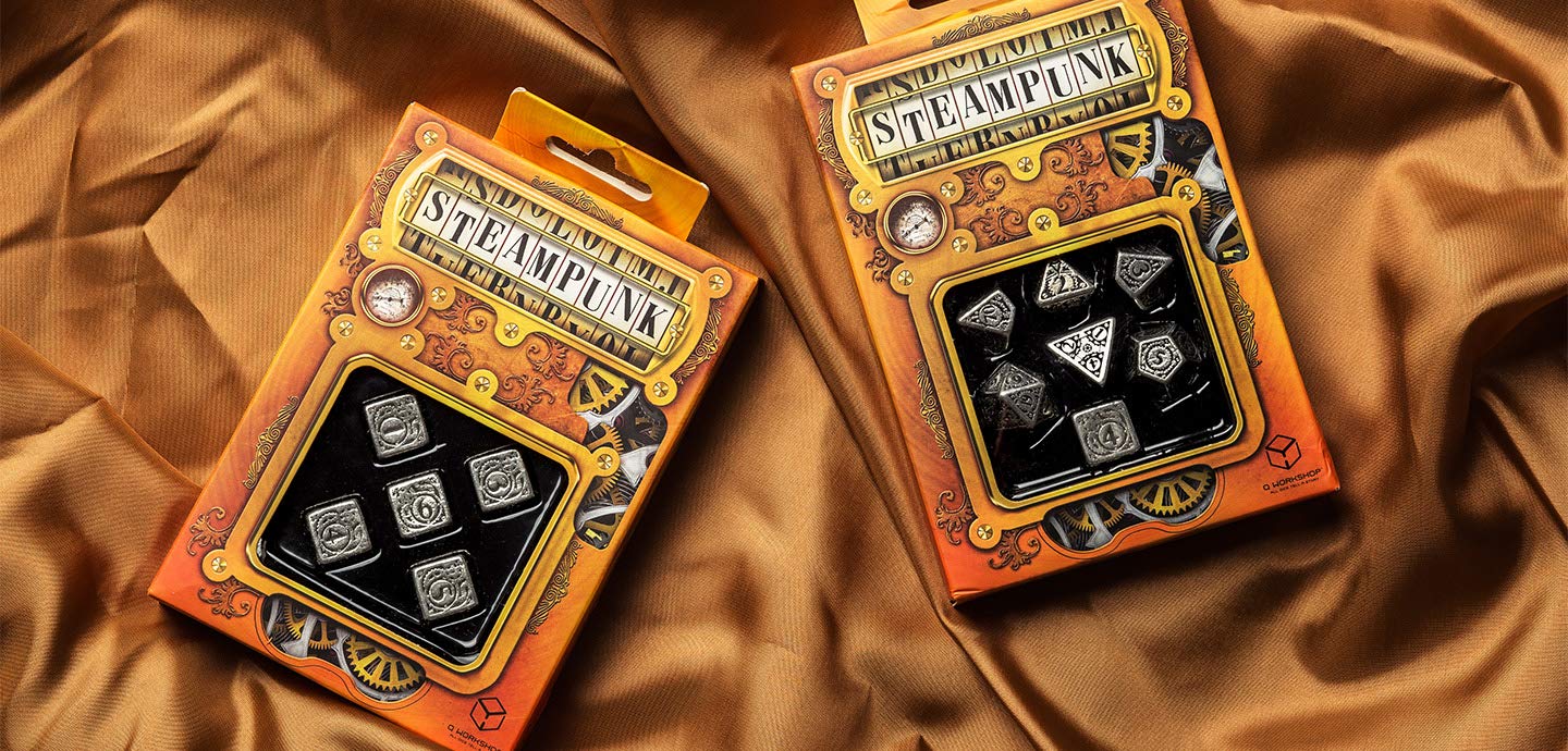 Q WORKSHOP Metal Steampunk 5D6 Ornamented Dice Set