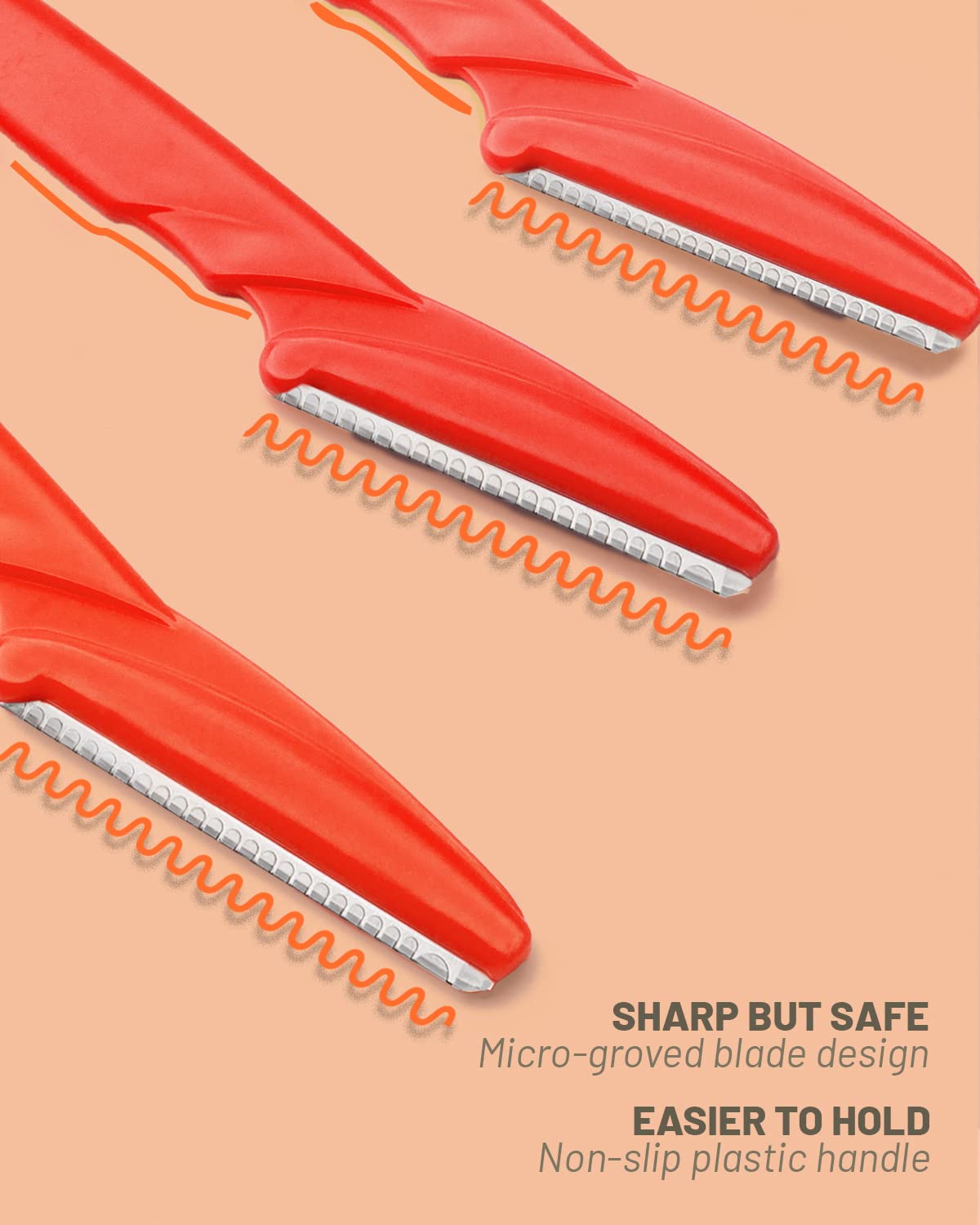 Eyebrow Razor for Women, 24 Pcs Dermaplaning Tool for Face Professional, Face Razor for Women Facial Hair Remover (Neon Orange)