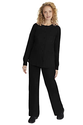 Healing Hands Womens Scrub Jacket 5 Pocket Purple Label 5063 Daisy Snap-up Scrubs Women Jacket Black L