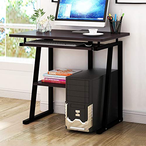 Clear Desk Home Office Home Office Wood Computer Desk with Keyboard Tray, Students Writing Table with Storage Drawers Hutch (Black, One Size)