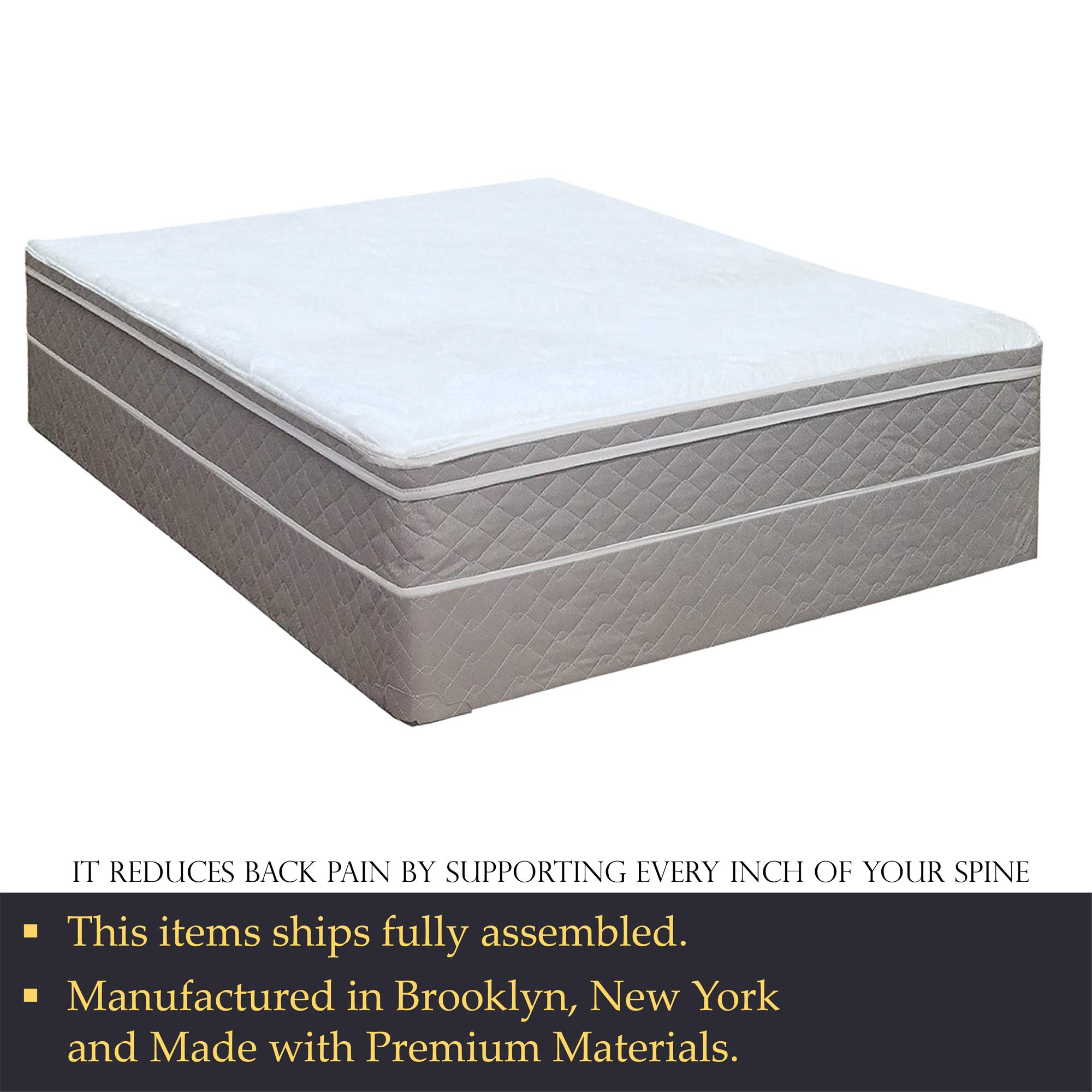 Mayton 10-InchMedium Plush Eurotop Pillowtop Innerspring Mattress And 8" Wood Boxspring/Foundation Set, With Frame Queen Size