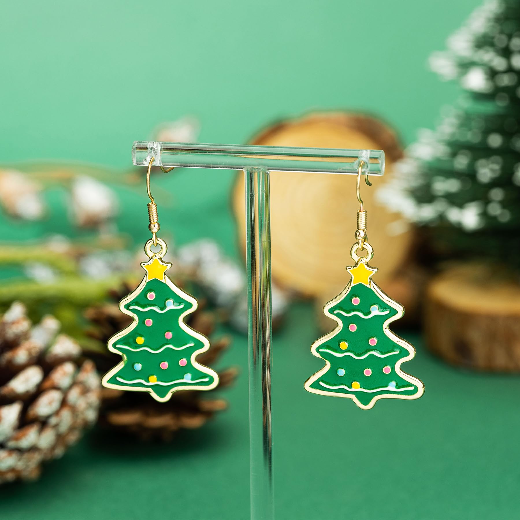 Christmas Tree Earrings for Women, Colorful Christmas Tree Earrings, Xmas Tree Drop Dangle Earring, Holiday Earrings Christmas Jewelry