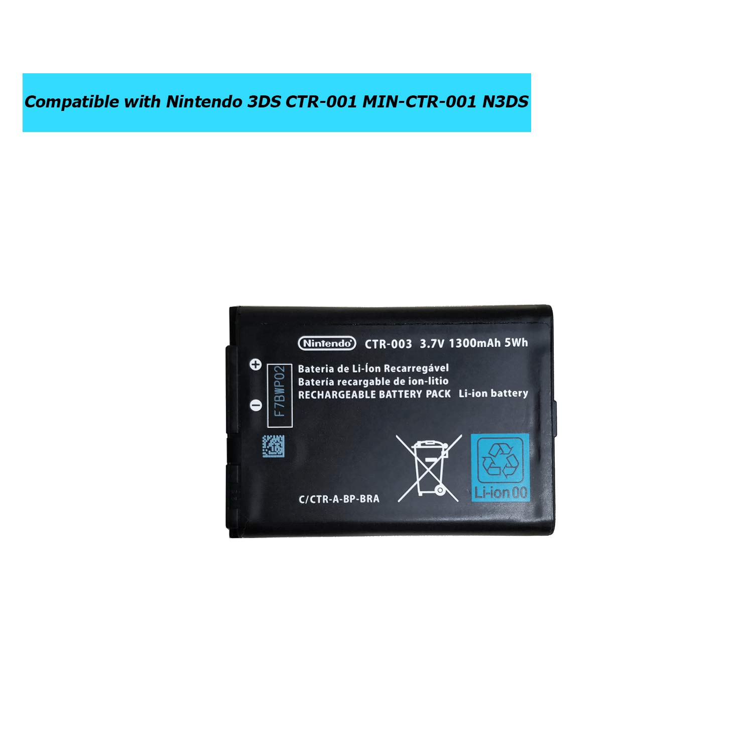 Vvsialeek CTR-003 Replacement Battery Compatible with Nintendo 3DS CTR-001 MIN-CTR-001 N3DS with Toolkit