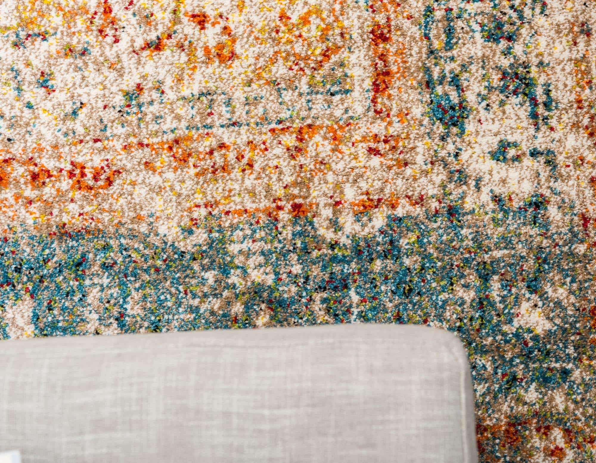 Unique Loom Rosso Collection Vintage, Traditional, Bohemian, Border, Distressed, Southwestern Area Rug, 5' 0" x 8' 0", Blue/Ivory