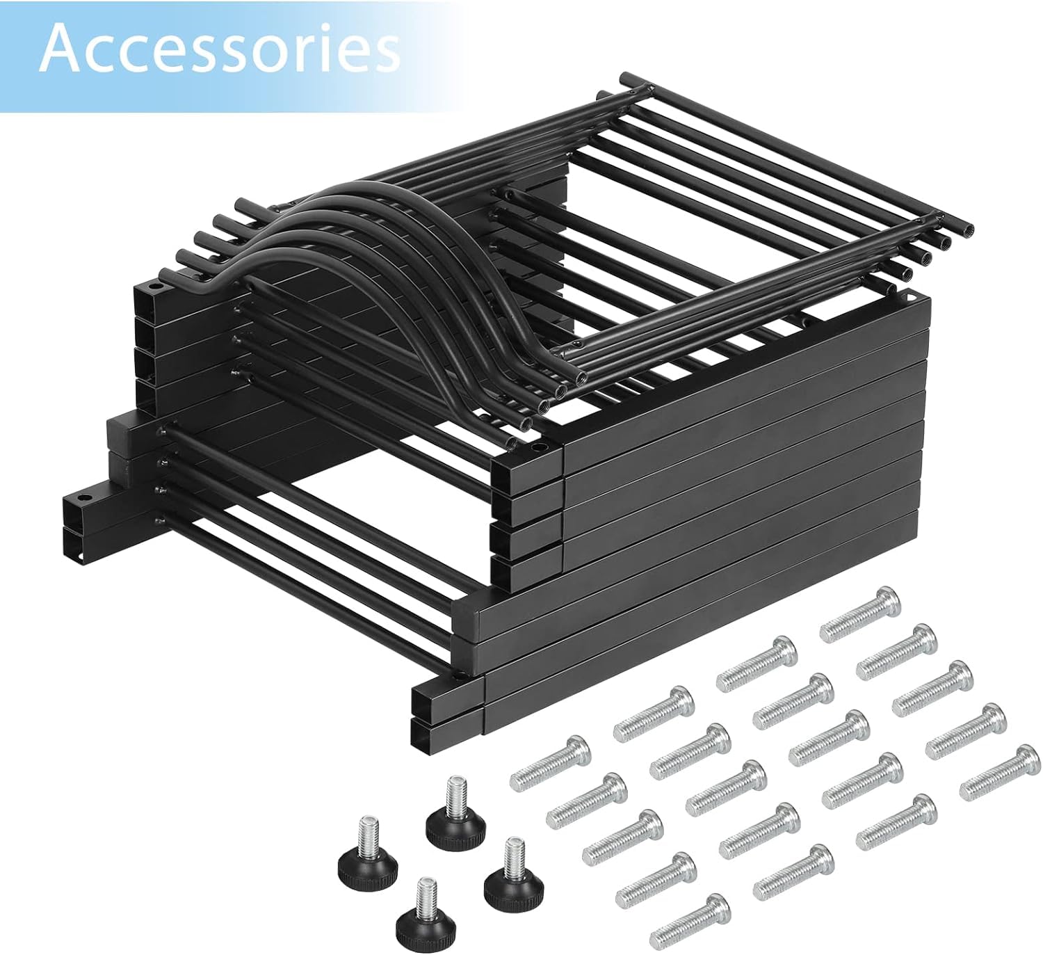 HEOMU 5 Gallon Water Jug Rack, 5-Tier Water Bottle Holder Storage Rack, Water Jug Organizer for Kitchen, Office, Garage, Black
