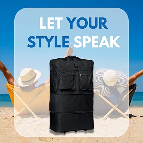 Homiegear Expandable Rolling Wheeled Duffle Bag Spinner Suitcase Luggage - 6 Wheels (36 Inch)