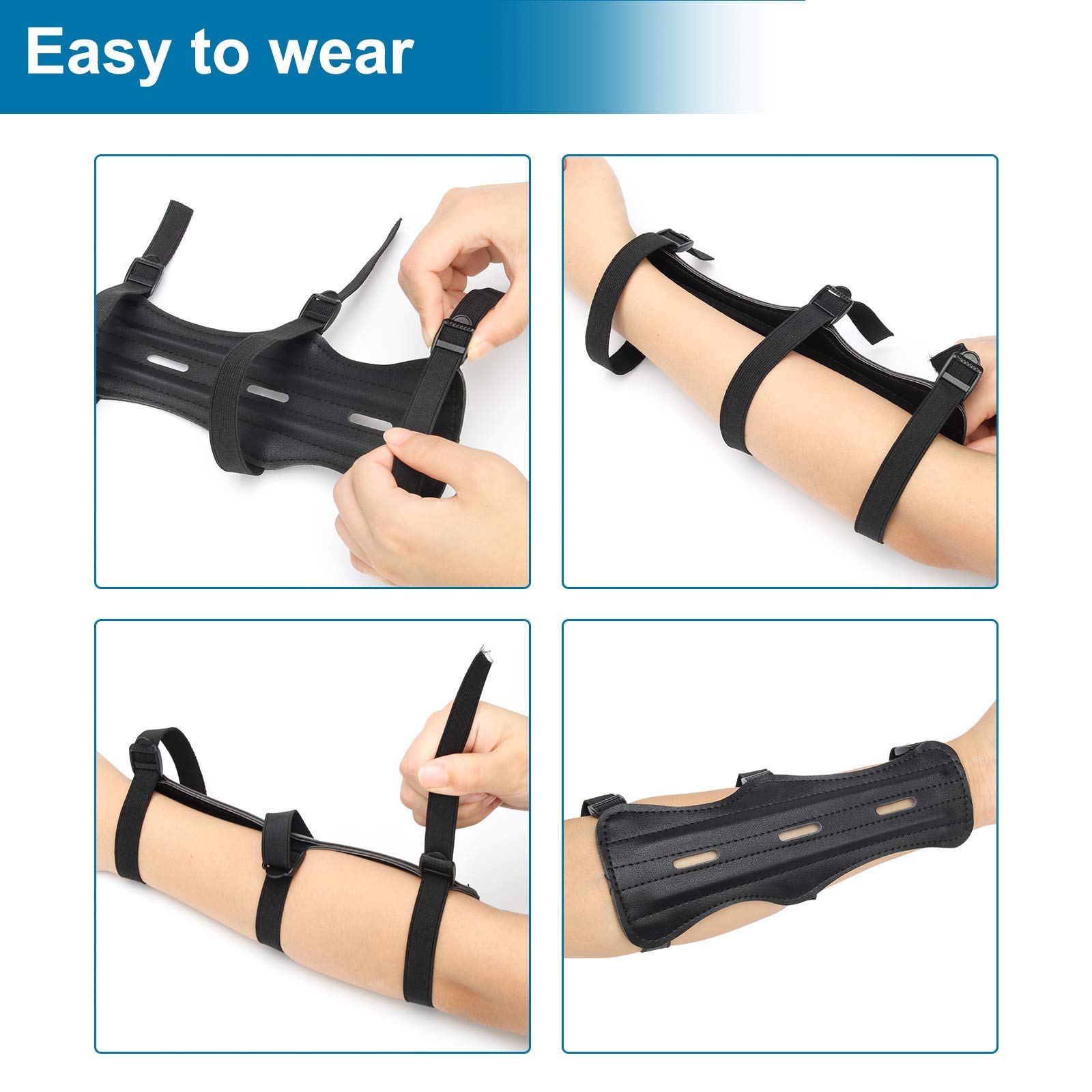 Coolrunner Archery Glove Three Finger Leather Archer Protective Gloves(M) & Archer Arm Guard Leather, Adjustable Bow Armguard