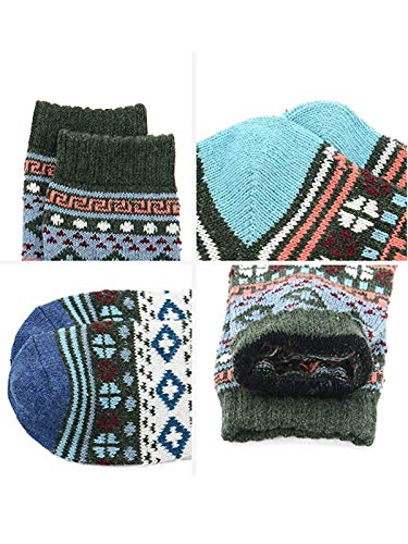 Century Star Mens Athletic Socks Warm Socks Cozy Wool Socks Hiking Trekking Crew Socks For Christmas 5 Pairs Multi Color One Size